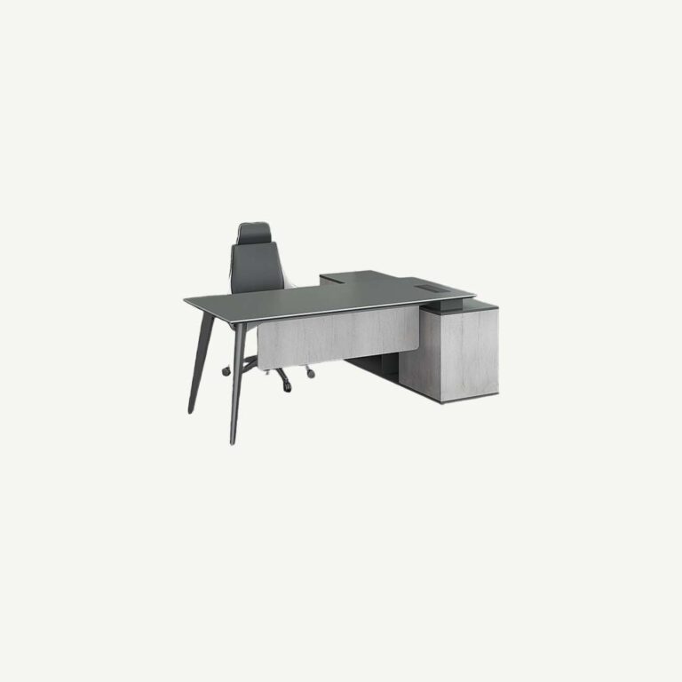 EXECUTIVE TABLE with FIXED SIDE CABINET1800x1800x750mm-25mm MFC BLACK ...